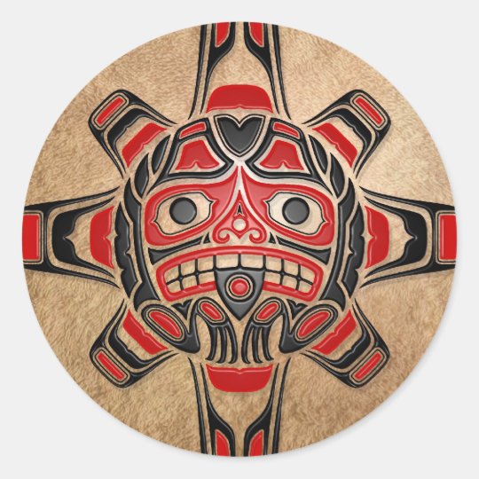 Haida Sun Mask Classic Round Sticker | Zazzle.com