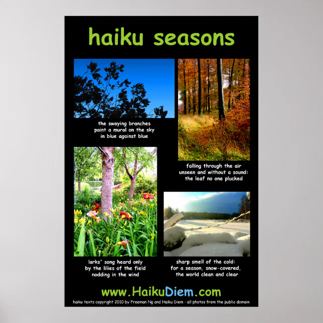 Haiku Seasons poster (black background) | Zazzle