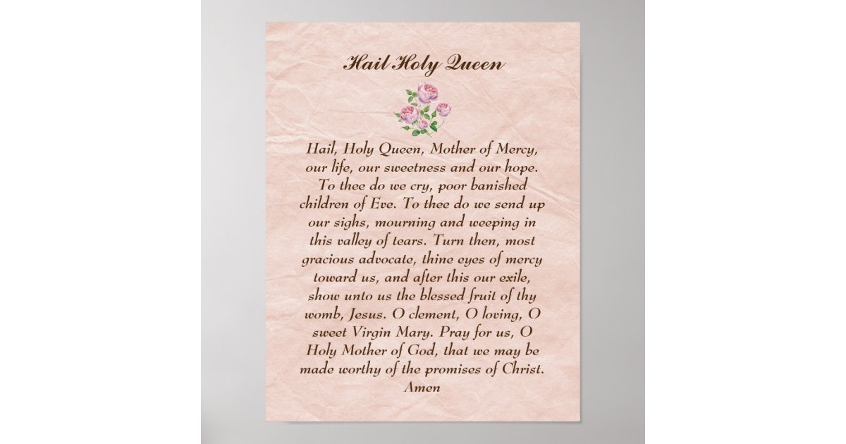 Hail Holy Queen Catholic Prayer Christian Poster | Zazzle
