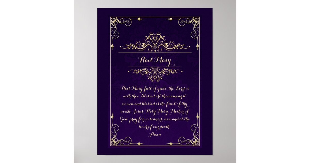 Hail Mary Catholic Prayer Poster | Zazzle