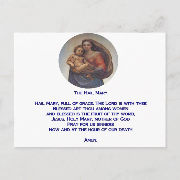 Hail Mary Prayer Postcard | Zazzle