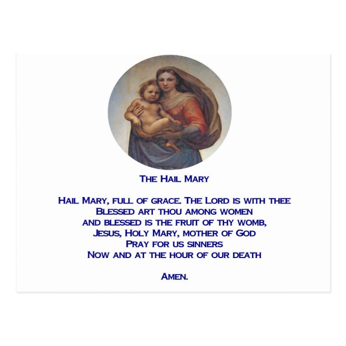 Hail Mary Prayer Postcard | Zazzle.com
