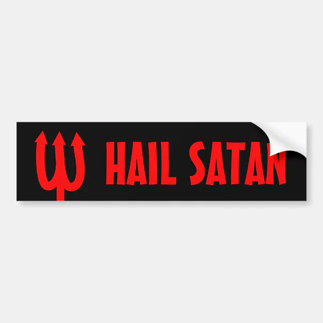 Hail Satan bumper sticker with red devils fork | Zazzle