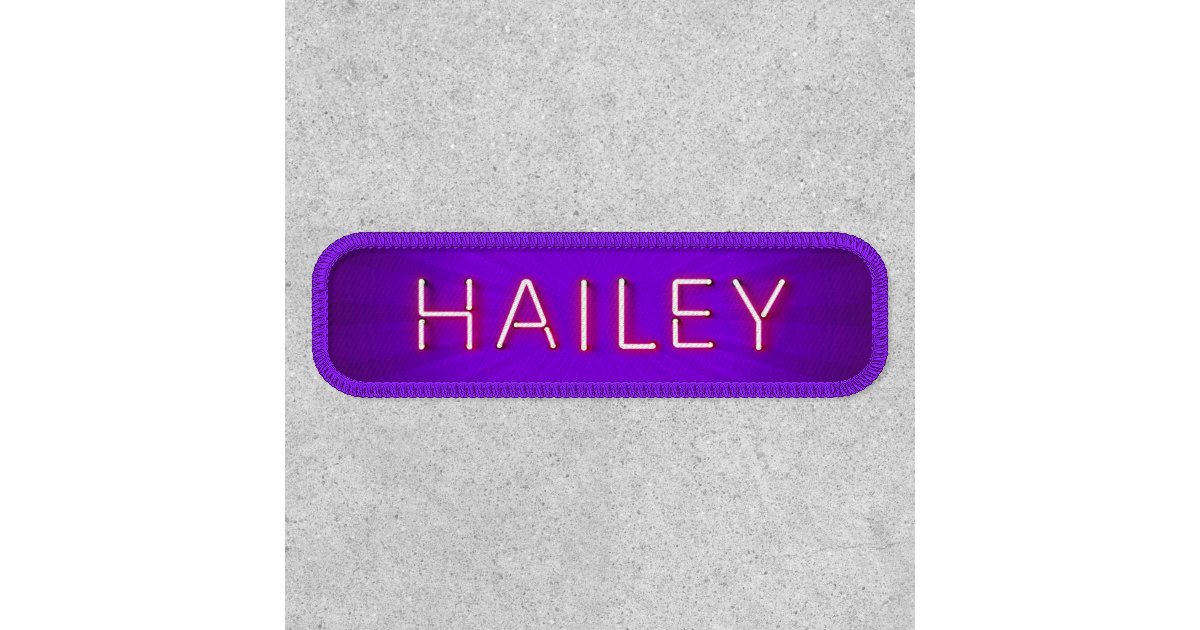 Hailey name in glowing neon lights patch | Zazzle