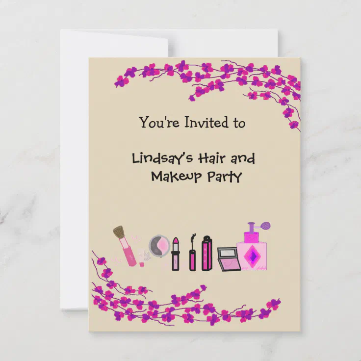 Hair And Makeup Party Invitations | Saubhaya Makeup