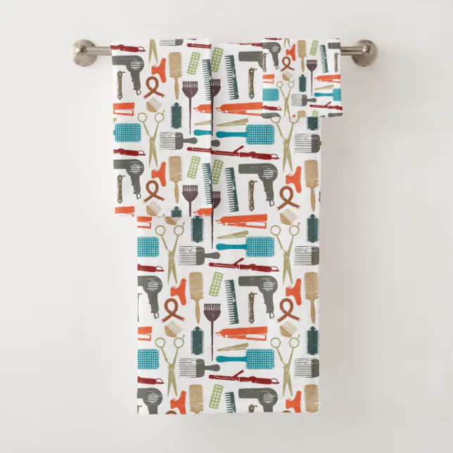 Hair Care Pattern Bath Towel Set | Zazzle