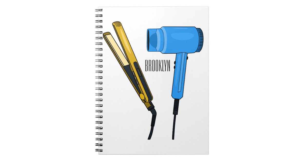 Hair dryer & hair straightener illustration notebook | Zazzle