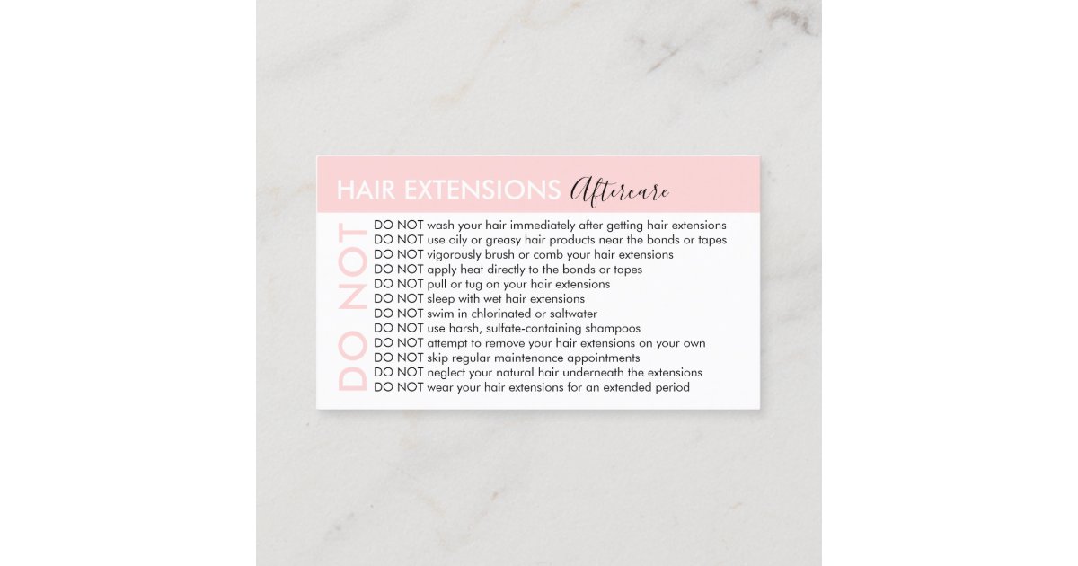 Hair Extensions Avoids Advices Aftercare Business Card | Zazzle