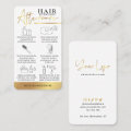 Hair Extensions Care Guide White & Gold Hair Salon Business Card | Zazzle