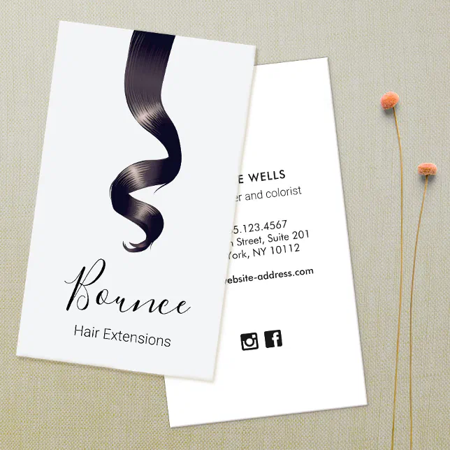 Hair Extensions Stylist Salon Business Card | Zazzle
