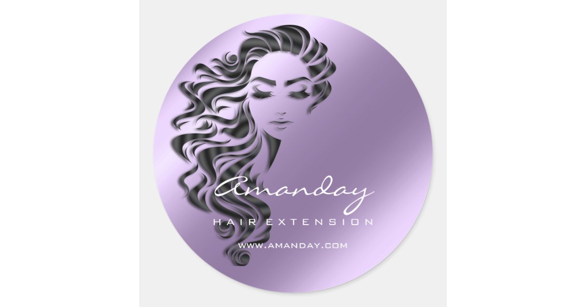 Hair Lash Extension Stylist Makeup Artis Violet Classic Round Sticker ...