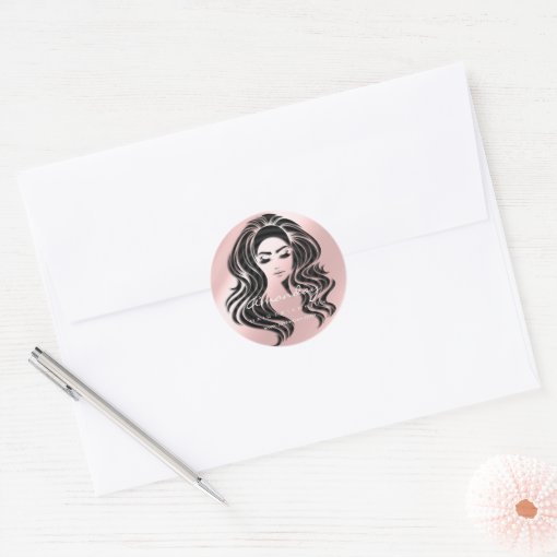 Hair Lash Extension Stylist Makeup Honey Pink VIP Classic Round Sticker ...