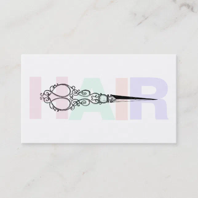 HAIR Pastels Simple Minimal Antique Scissors Business Card | Zazzle