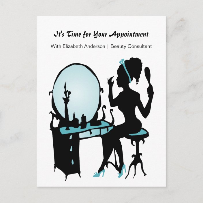 Hair Salon Appointment Reminder Teal Girly Girl Postcard | Zazzle.com