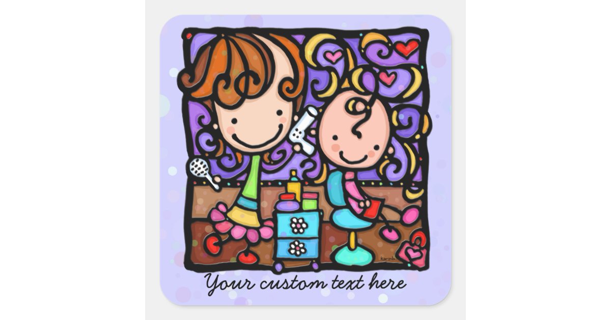Hair Salon children's kids haircuts Square Sticker | Zazzle