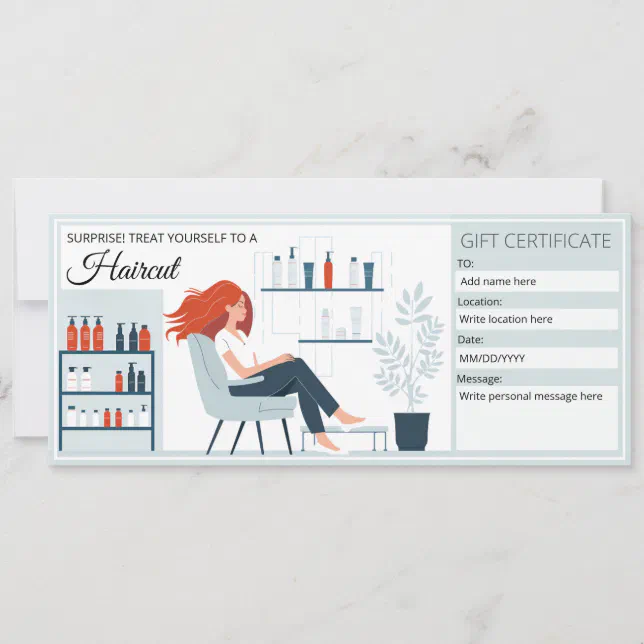 Hair Salon Gift Certificate Template, Haircut Gift Invitation | Zazzle