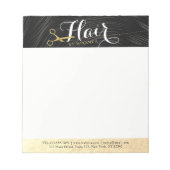 Hair Salon Hairstylist Modern Black Gold Scissors Notepad | Zazzle