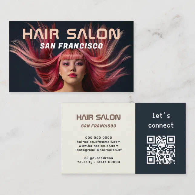 Hair Salon Photo QR Code Business Card | Zazzle