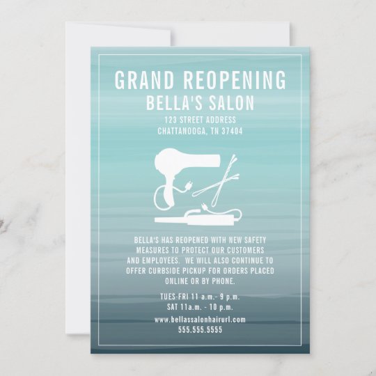 Hair Salon Reopening Aqua Ombre Invitation | Zazzle.com