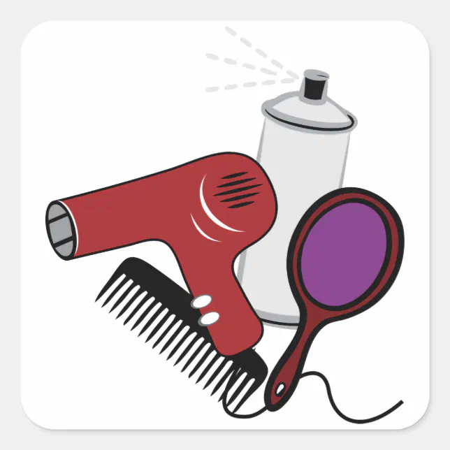 Hair Styling Supplies Square Sticker | Zazzle