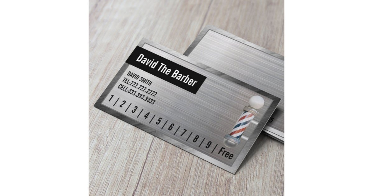 Hair Stylist Barber Shop Professional Metal Framed Loyalty Card | Zazzle