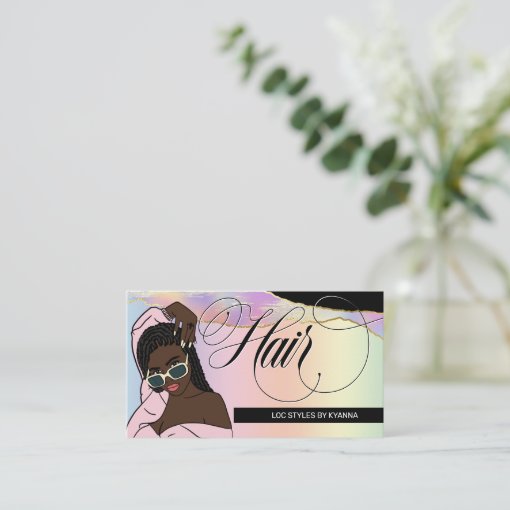 Hair Stylist, Braids, Locs, Salon, Custom Logo Bus Business Card | Zazzle