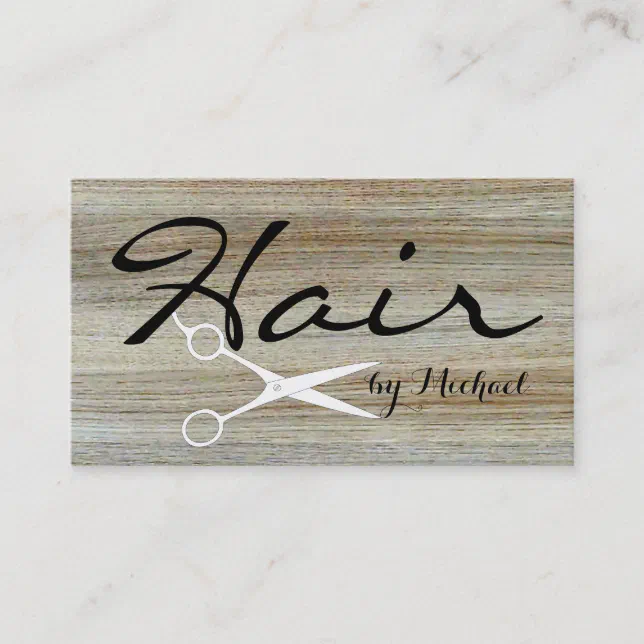 Hair Stylist Elegant Wood Grain Background #4 Business Card | Zazzle