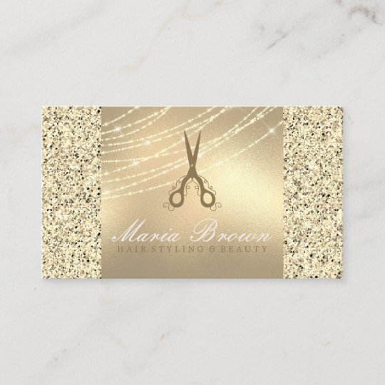 Hair stylist Glitter gold Luxury Scissor Business Card | Zazzle.com