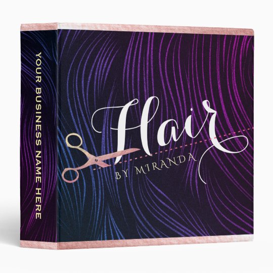 Hair Stylist Hairdresser Beauty Rose Gold Scissors 3 Ring Binder | Zazzle