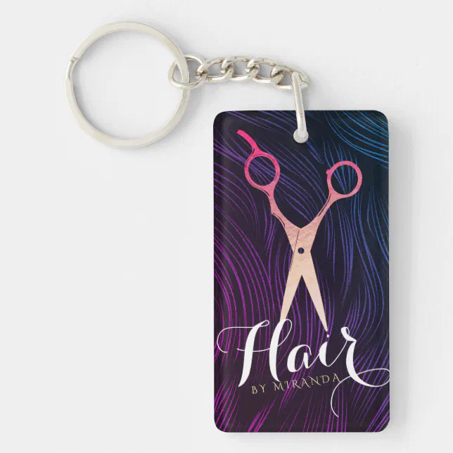 Hair Stylist Hairdresser Beauty Rose Gold Scissors Keychain | Zazzle