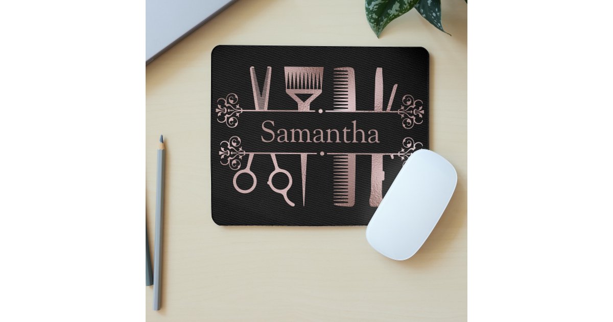 Hair Stylist Hairdresser Salon Rose Gold Custom Mouse Pad | Zazzle