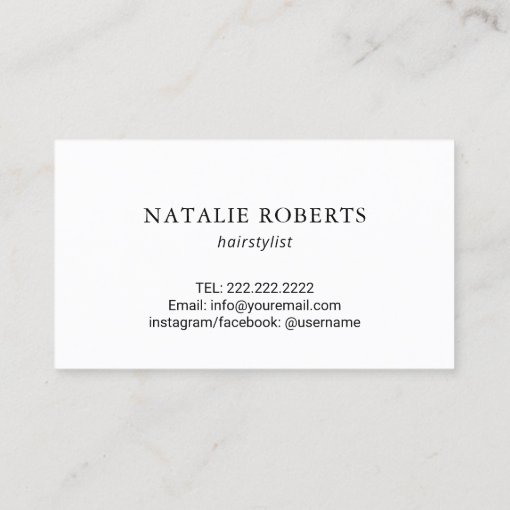 Hair Stylist Handwritten Script Minimalist Salon Business Card | Zazzle