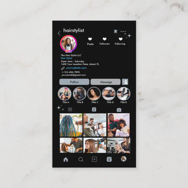 Hair Stylist Instagram Dusty Blue Scan to Connect Business Card | Zazzle