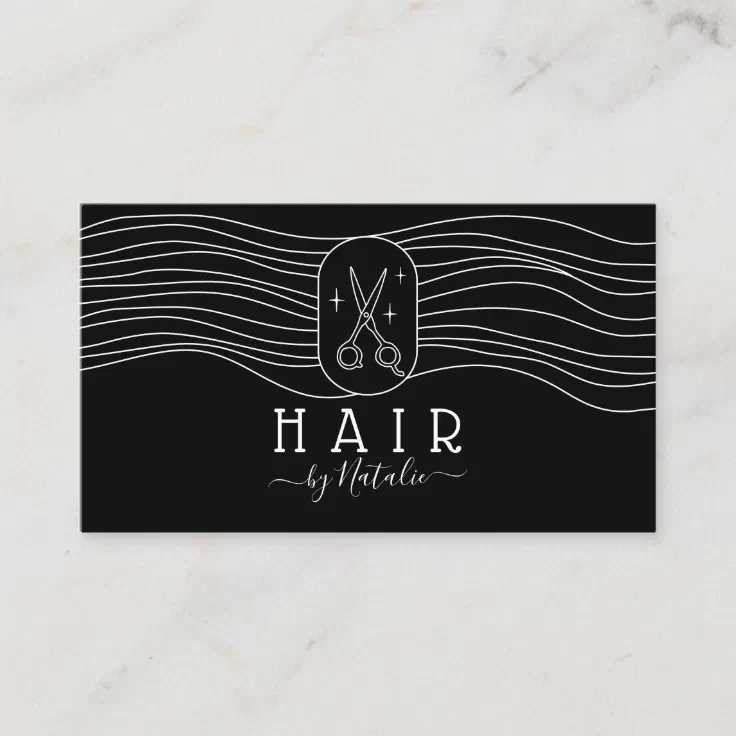 Hair Stylist Line Drawing Scissor Logo Hair Salon Business Card | Zazzle