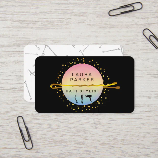 Hair Stylist Makeup Artist Bobby Pins Salon Pink Business Card | Zazzle