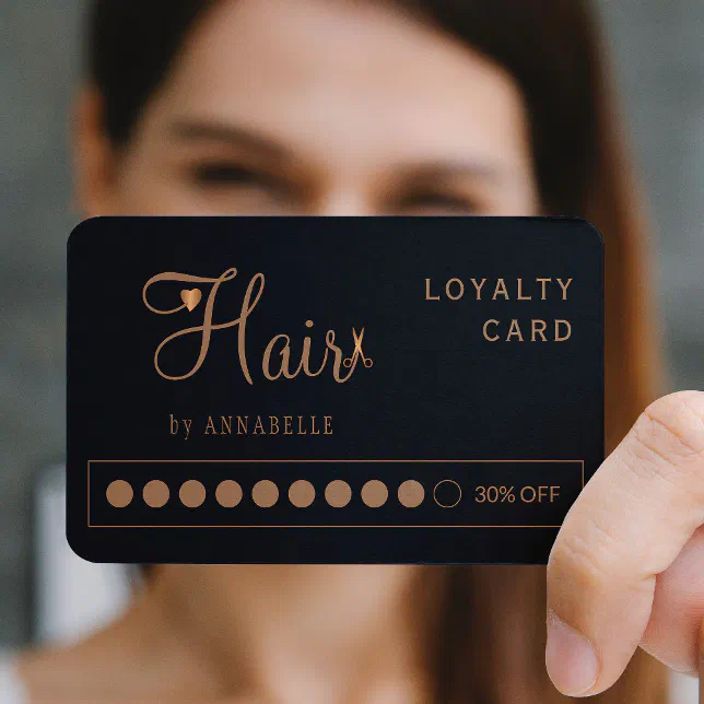Hair stylist modern faux gold salon loyalty card | Zazzle