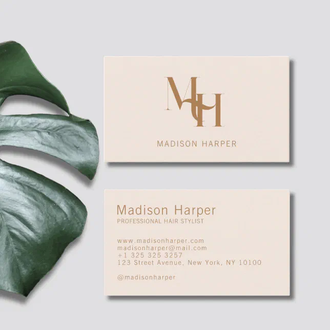 Hair stylist modern monogram initials pink business card | Zazzle