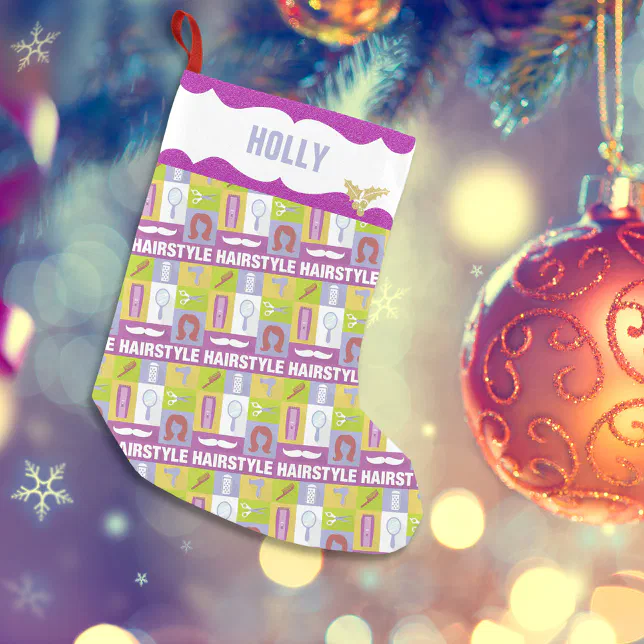 Hair Stylist Occupation | Pink Glitter Small Christmas Stocking | Zazzle