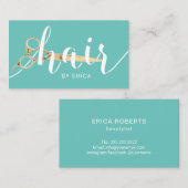 Hair Stylist Paper Typography Teal Beauty Salon Business Card | Zazzle