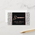 Hair Stylist Rose Gold Scissor Leopard Print Appointment Card | Zazzle