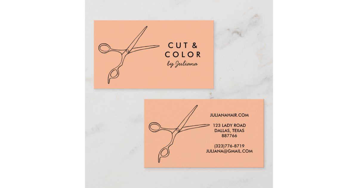 Hair Stylist Salon Chic Scissors Line Art Minimal Business Card | Zazzle