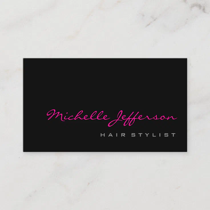 Hair Stylist Script Grey Pink Trendy Business Card | Zazzle