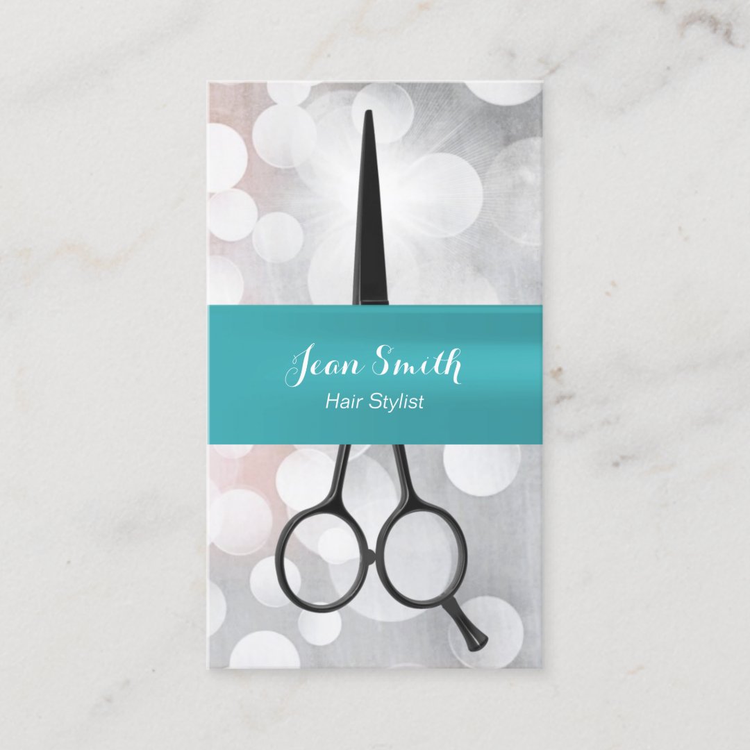 Hair Stylist Teal Ribbon Modern Silver Appointment | Zazzle
