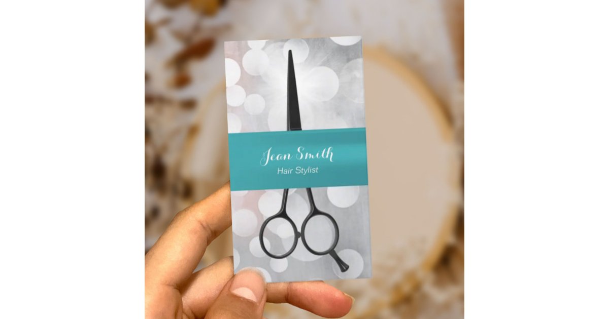Hair Stylist Teal Ribbon Modern Silver Appointment | Zazzle