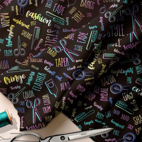 Hair stylist tools pattern fabric | Zazzle