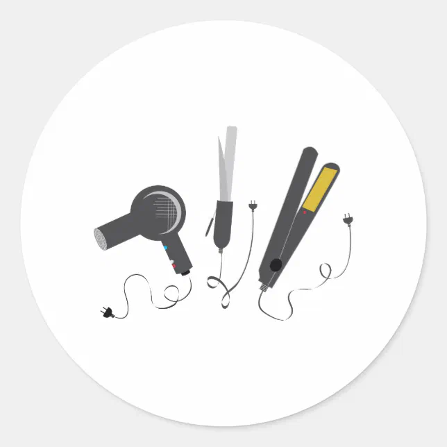 Hair Stylist Tools Classic Round Sticker | Zazzle