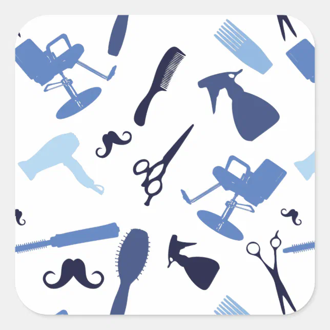 Hair stylist tools patter square sticker | Zazzle