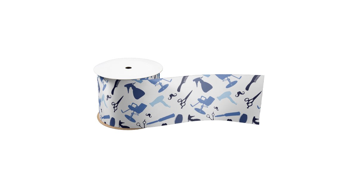Hair stylist tools pattern satin ribbon | Zazzle