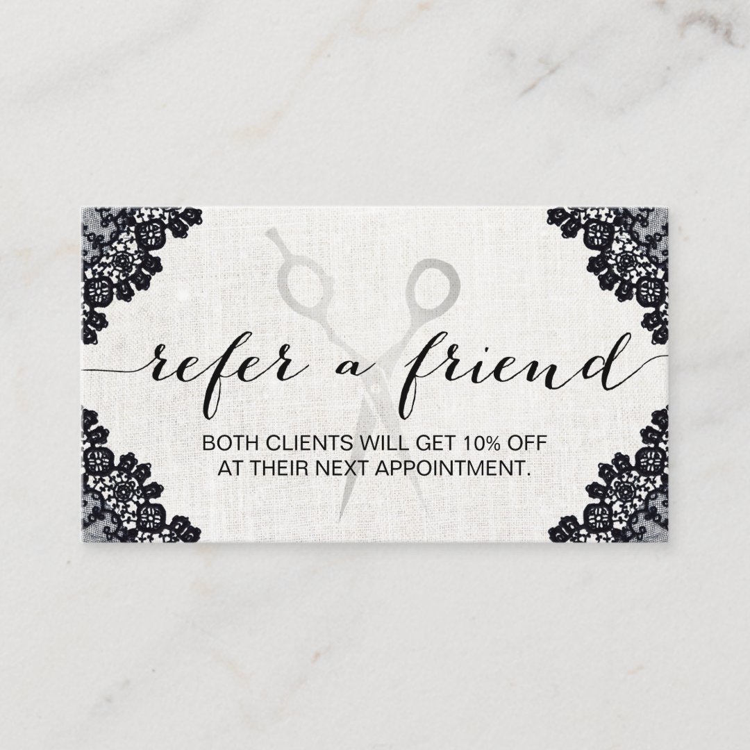 Hair Stylist Vintage Black Laced Salon Referral | Zazzle