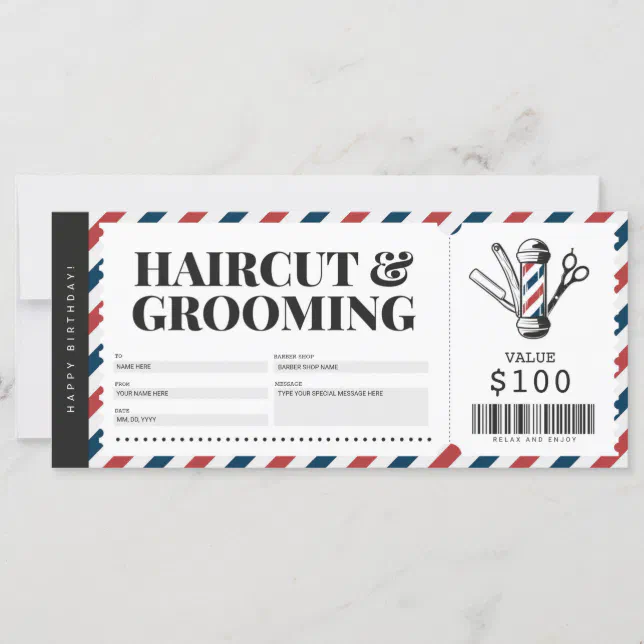 Haircut Barber Shop Gift Voucher Certificate | Zazzle